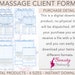 Massage Client Record Form Consultation Treatment Salon Stationery ...