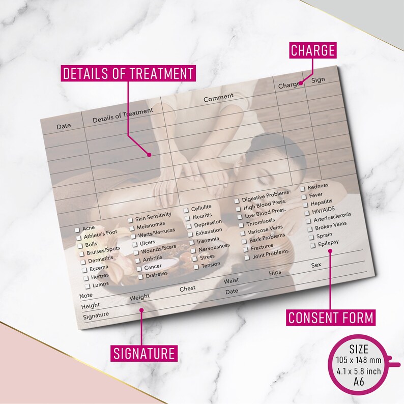 Massage Client Card / Client Record Card / Treatment Consultation Card ...