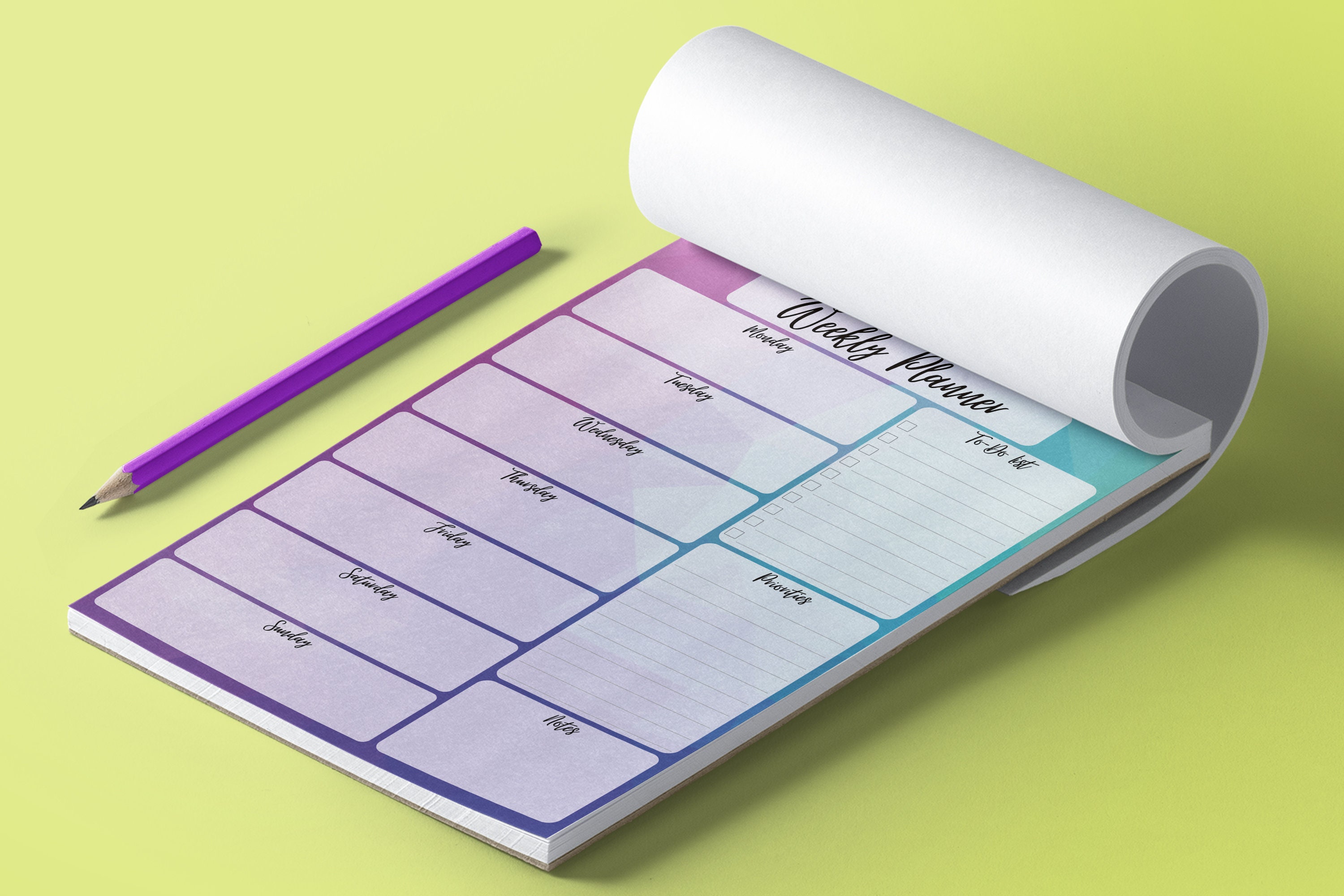 WEEKLY PLANNER A5 Notepad Tear off Desk Cute Stationery Memo Pad ...