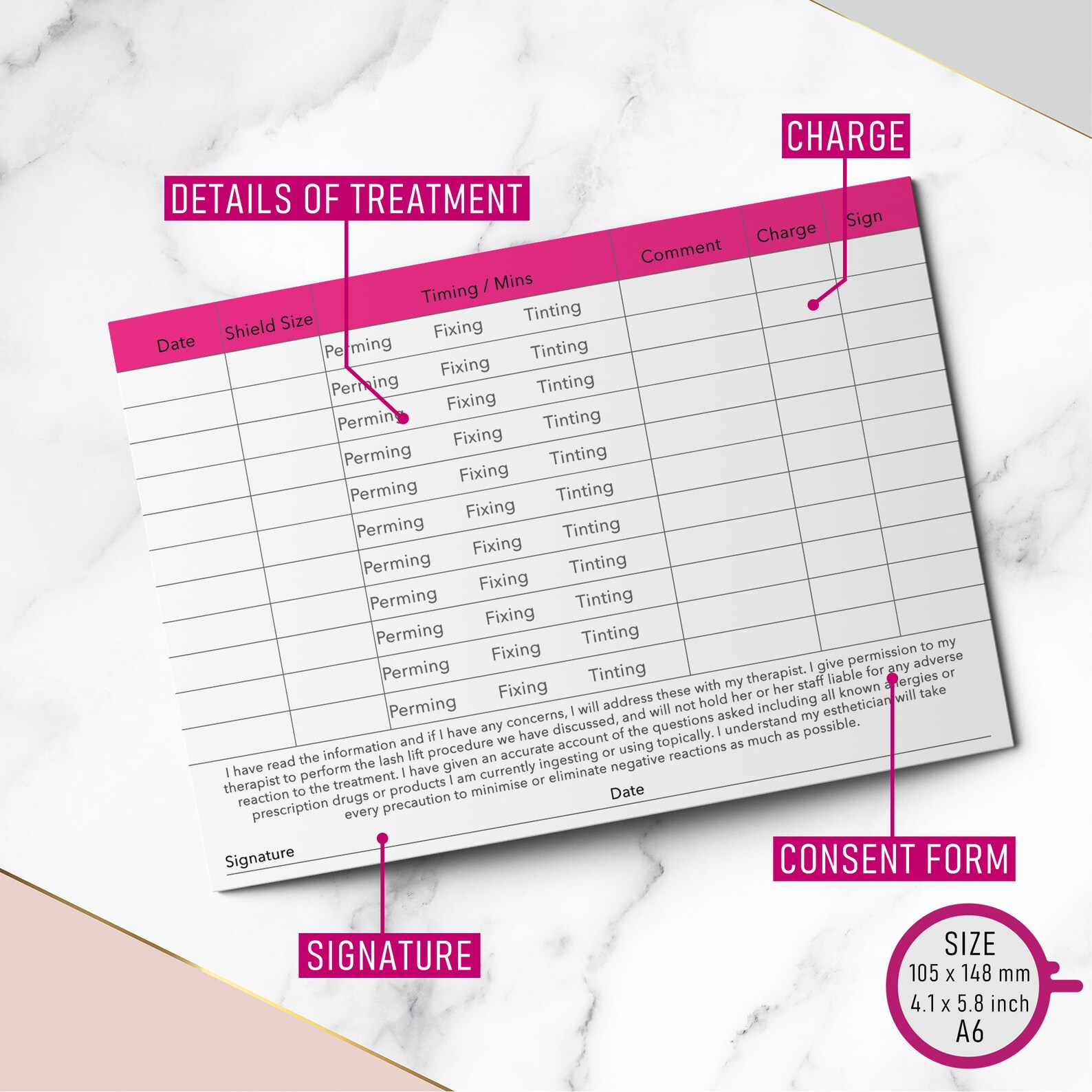 Lash Lift Client Card / Client Record Card / Treatment - Etsy