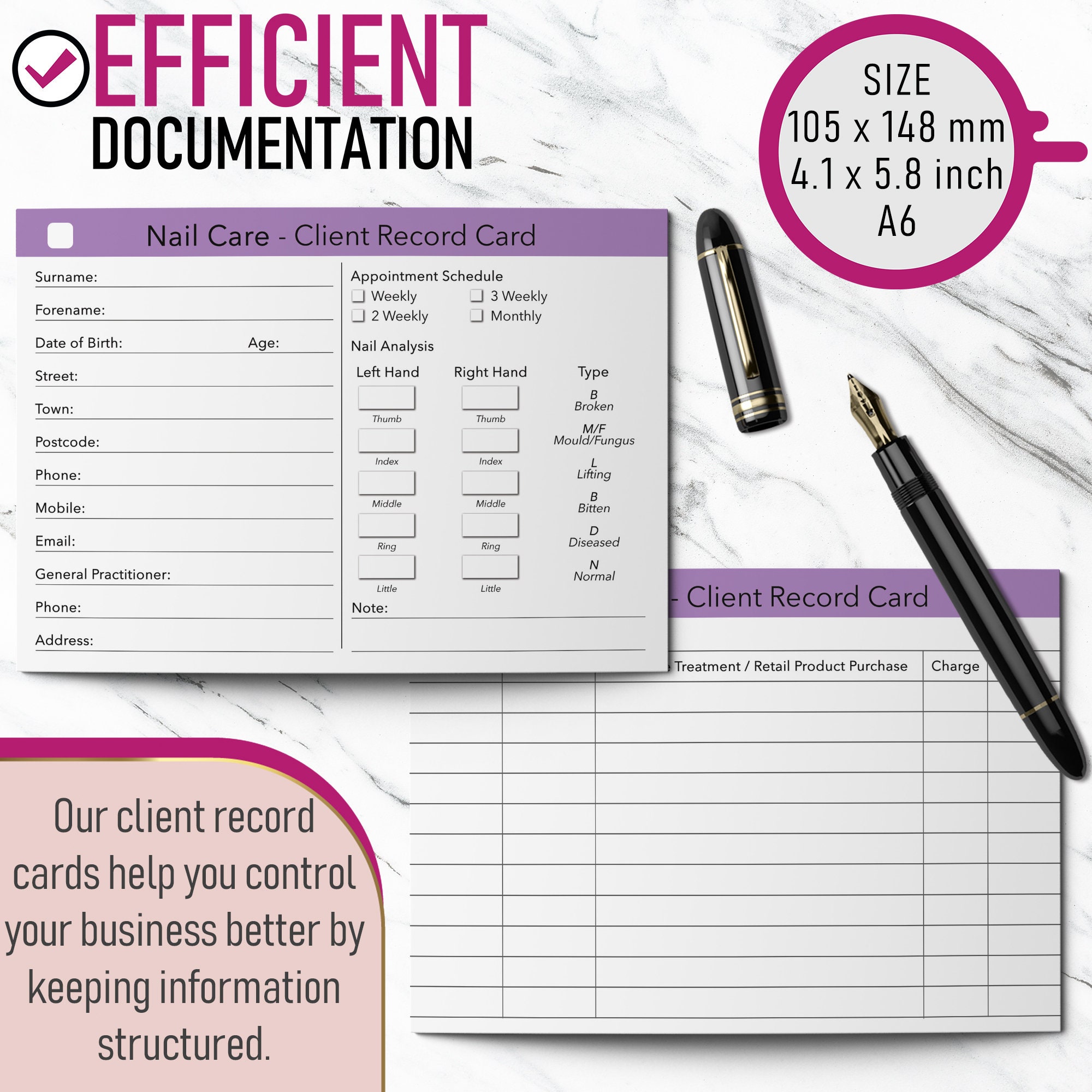 Nail Care Client Card / Client Record Card / Treatment Consultation ...