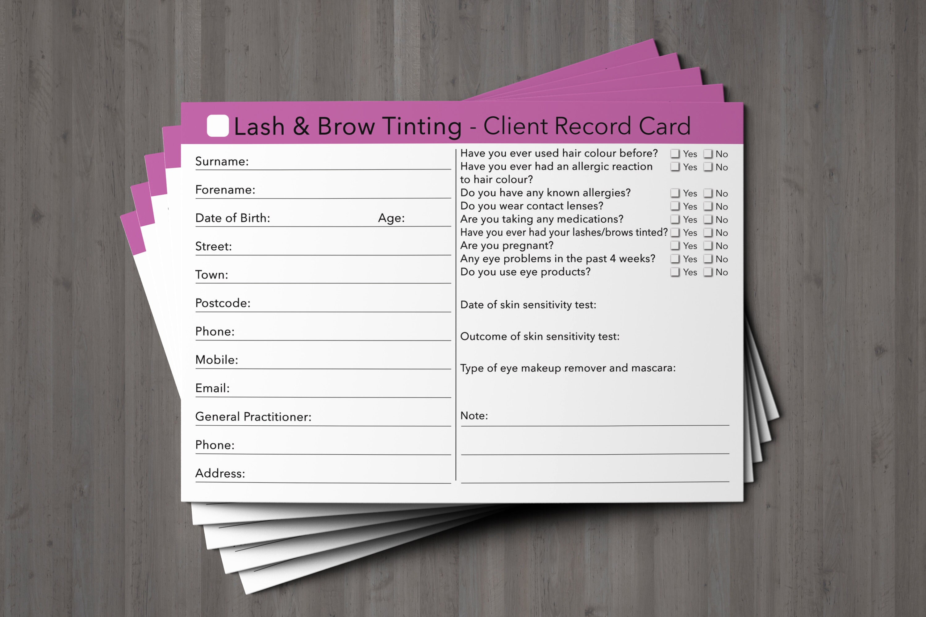 Lash & Brow Tinting Client Card / Client Record Card / | Etsy