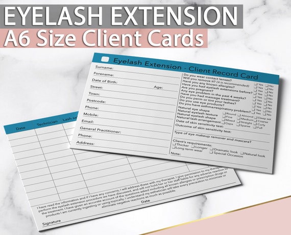 Eyelash Extension Client Card / Client Record Card / Treatment - Etsy UK