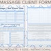 Massage Client Record Form Consultation Treatment Salon Stationery ...