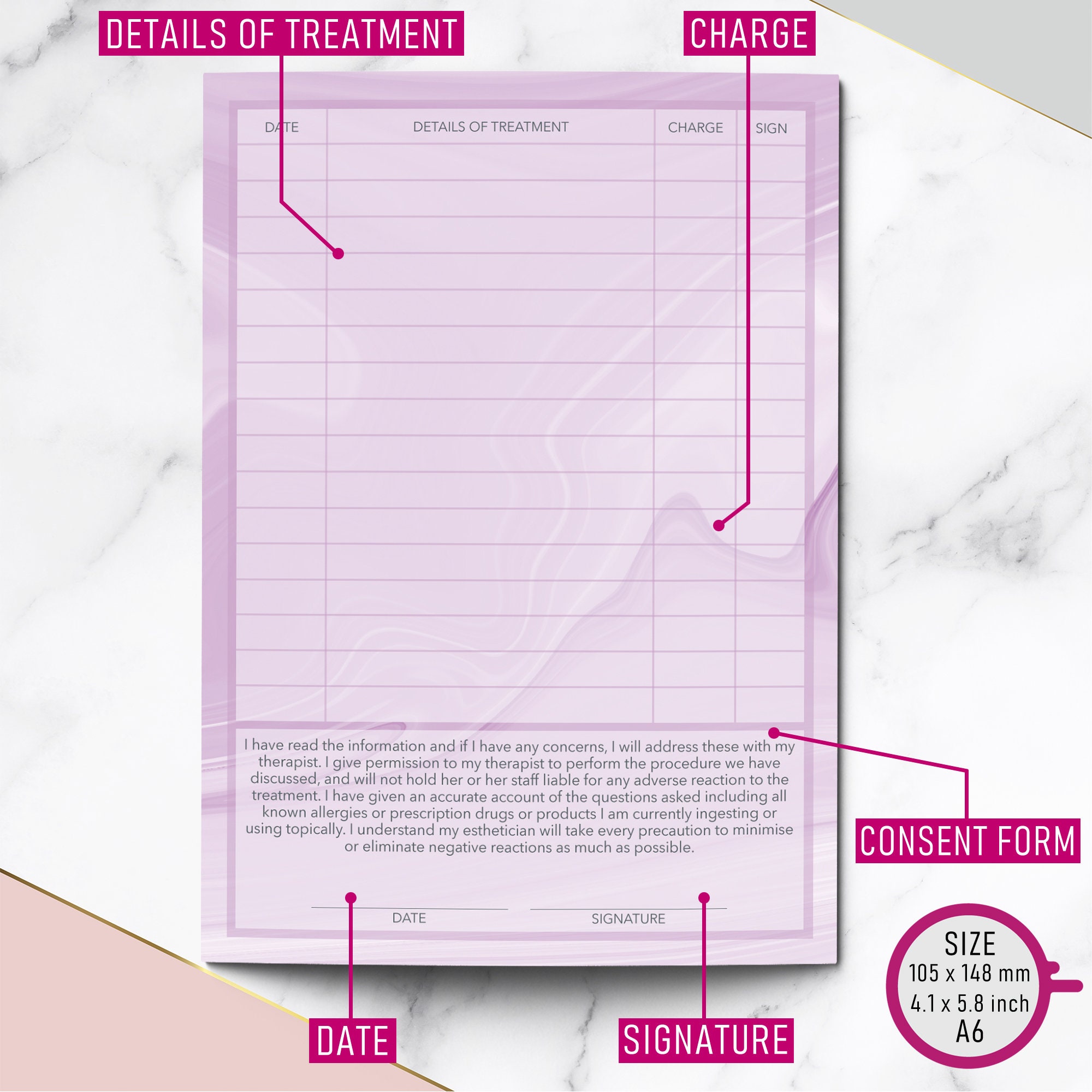 Waxing Client Card / Client Record Card / Treatment Consultation Card ...