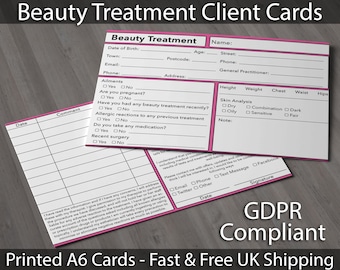 Beauty Client Card / Client Record Card / Treatment Consultation Card ...