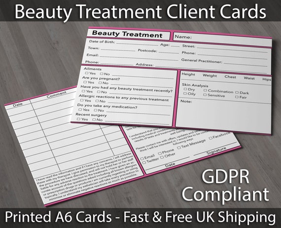 Beauty Client Card / GDPR Compliant Client Record Card / | Etsy UK