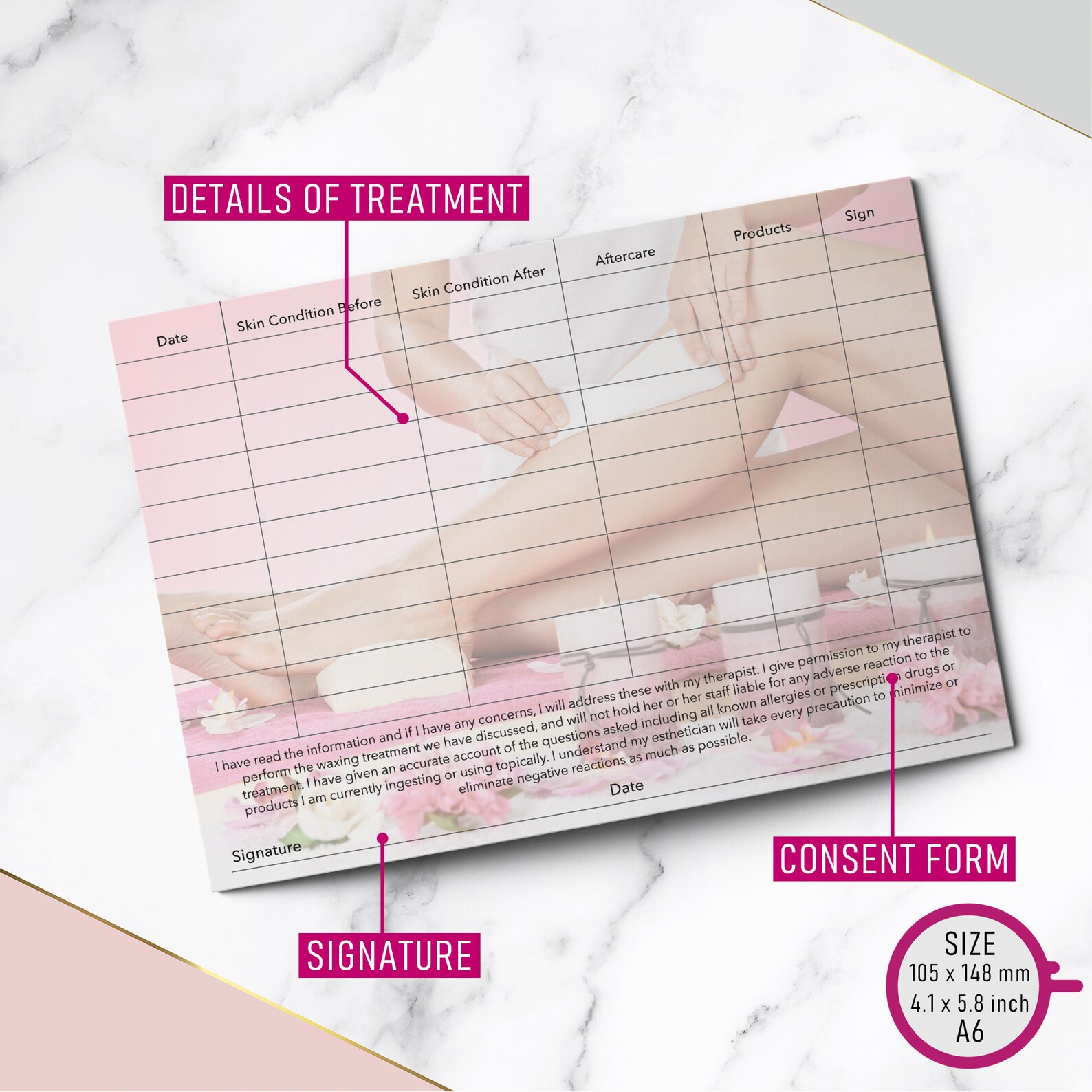Waxing Client Card / Client Record Card / Treatment Consultation Card ...