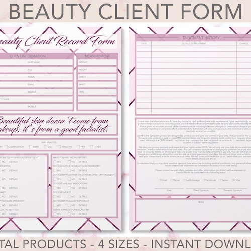 Hairdressing Client Record Form Consultation Treatment Salon | Etsy