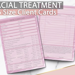 Facial Treatment Client Card / Client Record Card / Treatment ...
