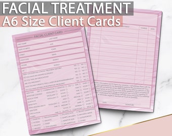 Facial Treatment Client Card / Client Record Card / Treatment - Etsy UK