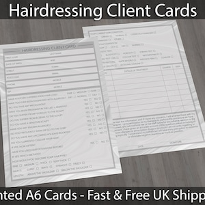 Hairdressing Client Card / Client Record Card / Treatment Consultation ...