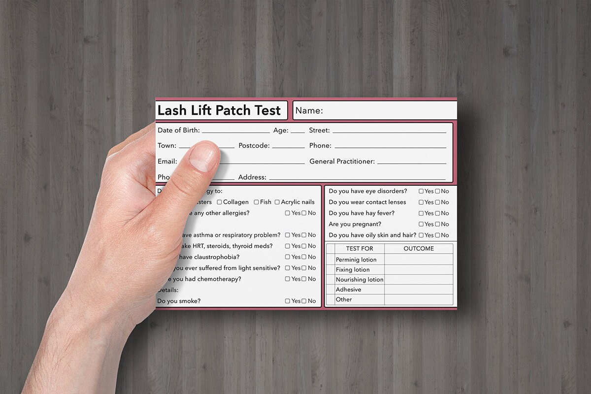 Lash Lift Patch Test Client Card / GDPR Compliant Client Record Card ...