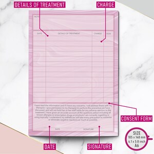 Facial Treatment Client Card / Client Record Card / Treatment ...