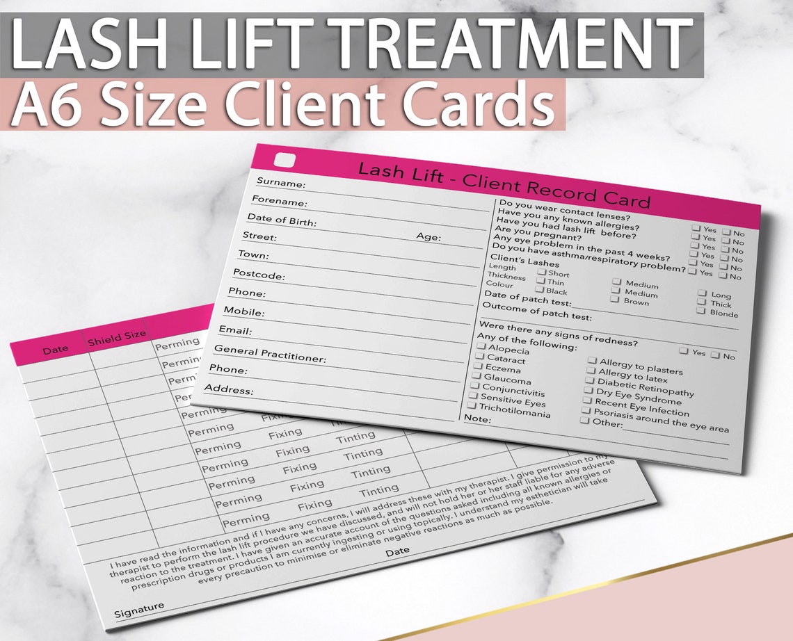 Lash Lift Client Card / Client Record Card / Treatment - Etsy