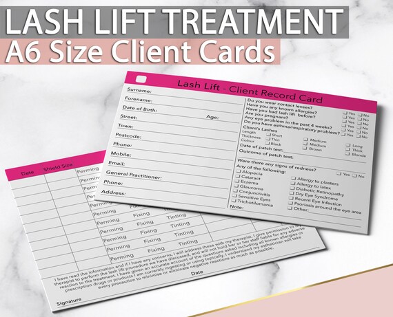 Lash Lift Client Card / Client Record Card / Treatment - Etsy
