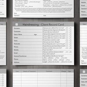 Hairdressing Client Card / Client Record Card / Treatment Consultation ...