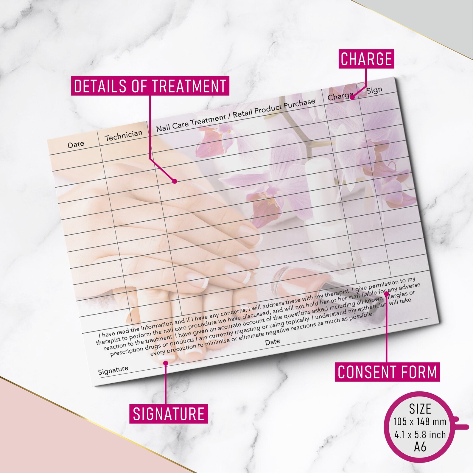 Nail Care Client Card / Client Record Card / Treatment Consultation ...