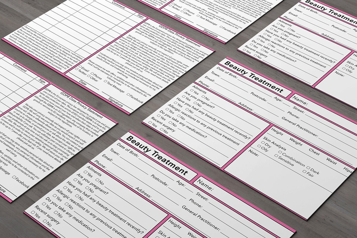 Beauty Client Card / GDPR Compliant Client Record Card / - Etsy