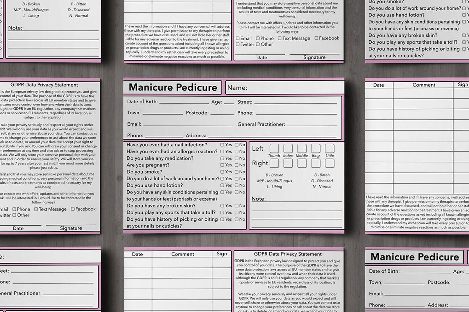Manicure / Pedicure Client Card / GDPR Compliant Client Record Card ...