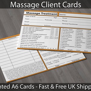 Massage Client Card / GDPR Compliant Client Record Card / - Etsy