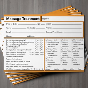 Massage Client Card / GDPR Compliant Client Record Card / - Etsy