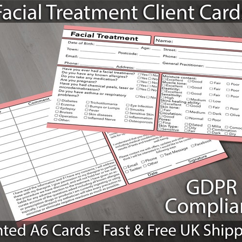 Massage Client Card / GDPR Compliant Client Record Card / - Etsy