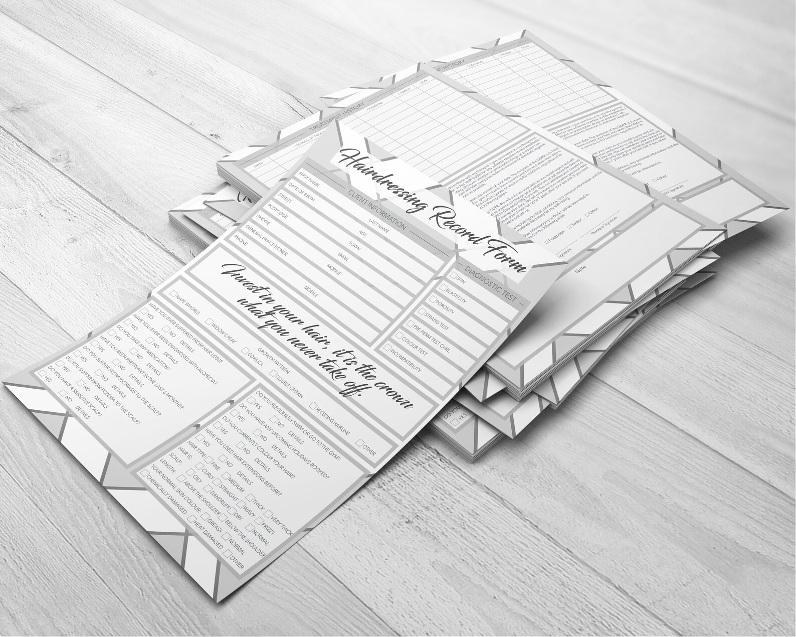 Hairdressing Client Record Form Consultation Treatment Salon Stationery ...