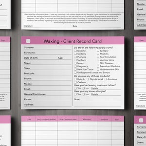 Waxing Client Card / Client Record Card / Treatment | Etsy
