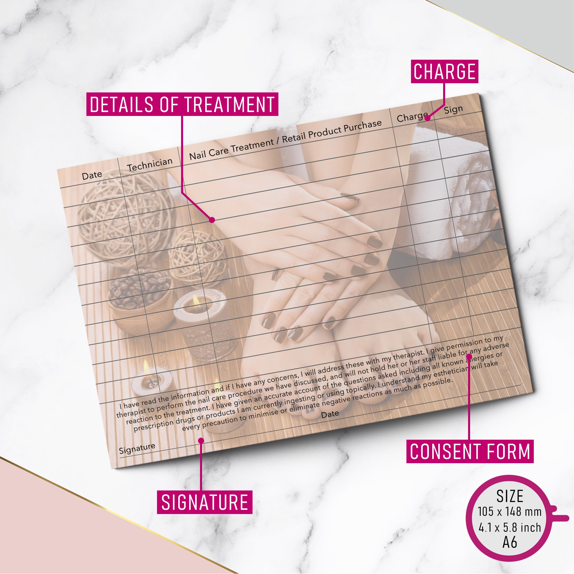 Manicure / Pedicure Client Card / Client Record Card / Treatment ...
