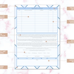 Massage Client Record Form Consultation Treatment Salon Stationery ...