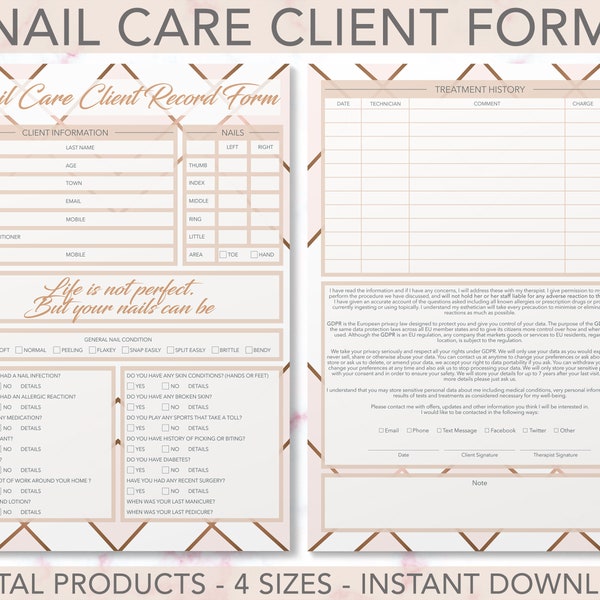 Gel Nails Consultation Forms - Etsy UK
