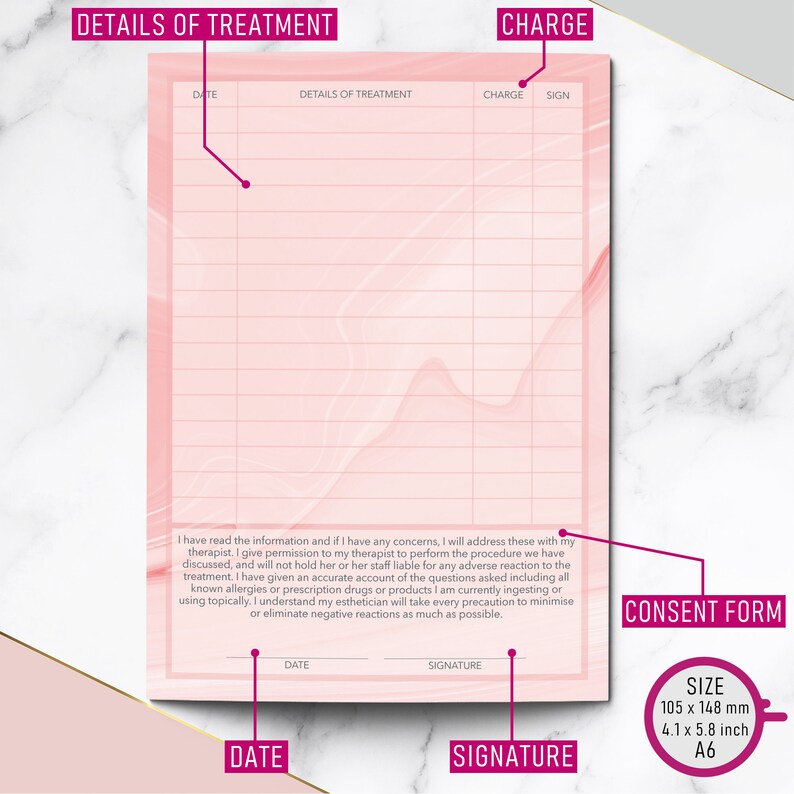 Beauty Client Card / Client Record Card / Treatment Consultation Card ...