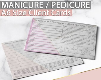 Manicure / Pedicure Client Card / Client Record Card / Treatment ...