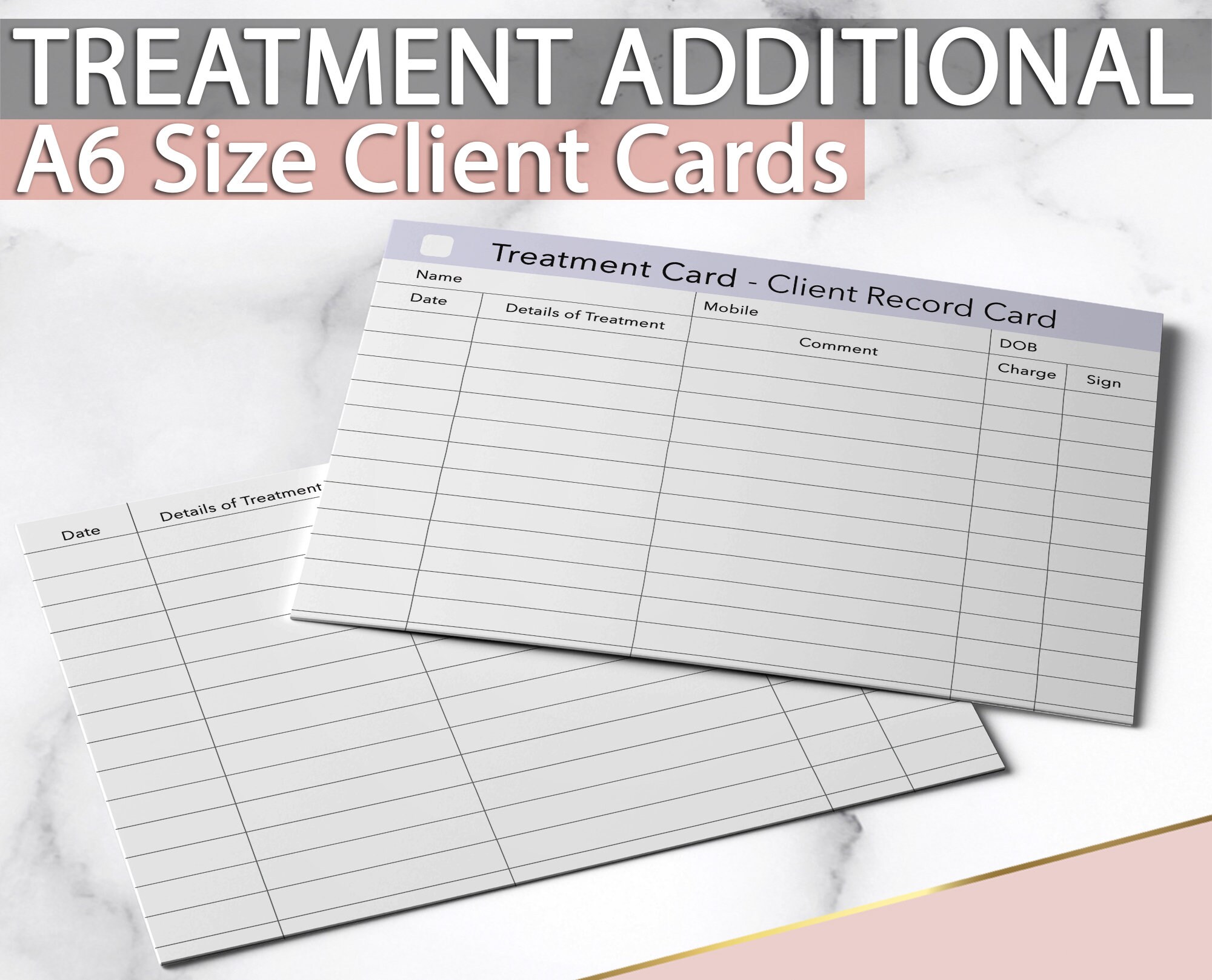 Treatment Client Card / Client Record Card / Treatment | Etsy