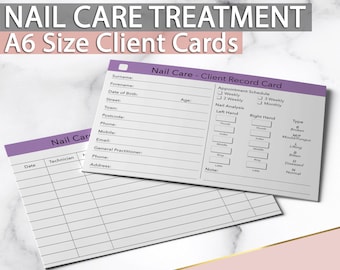 Manicure / Pedicure Client Card / Client Record Card / Treatment ...