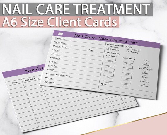 Nail Care Client Card / Client Record Card / Treatment - Etsy UK