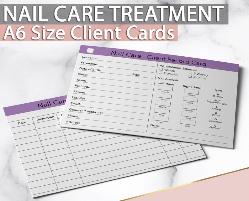 Nail Care Client Card / Client Record Card / Treatment Consultation ...