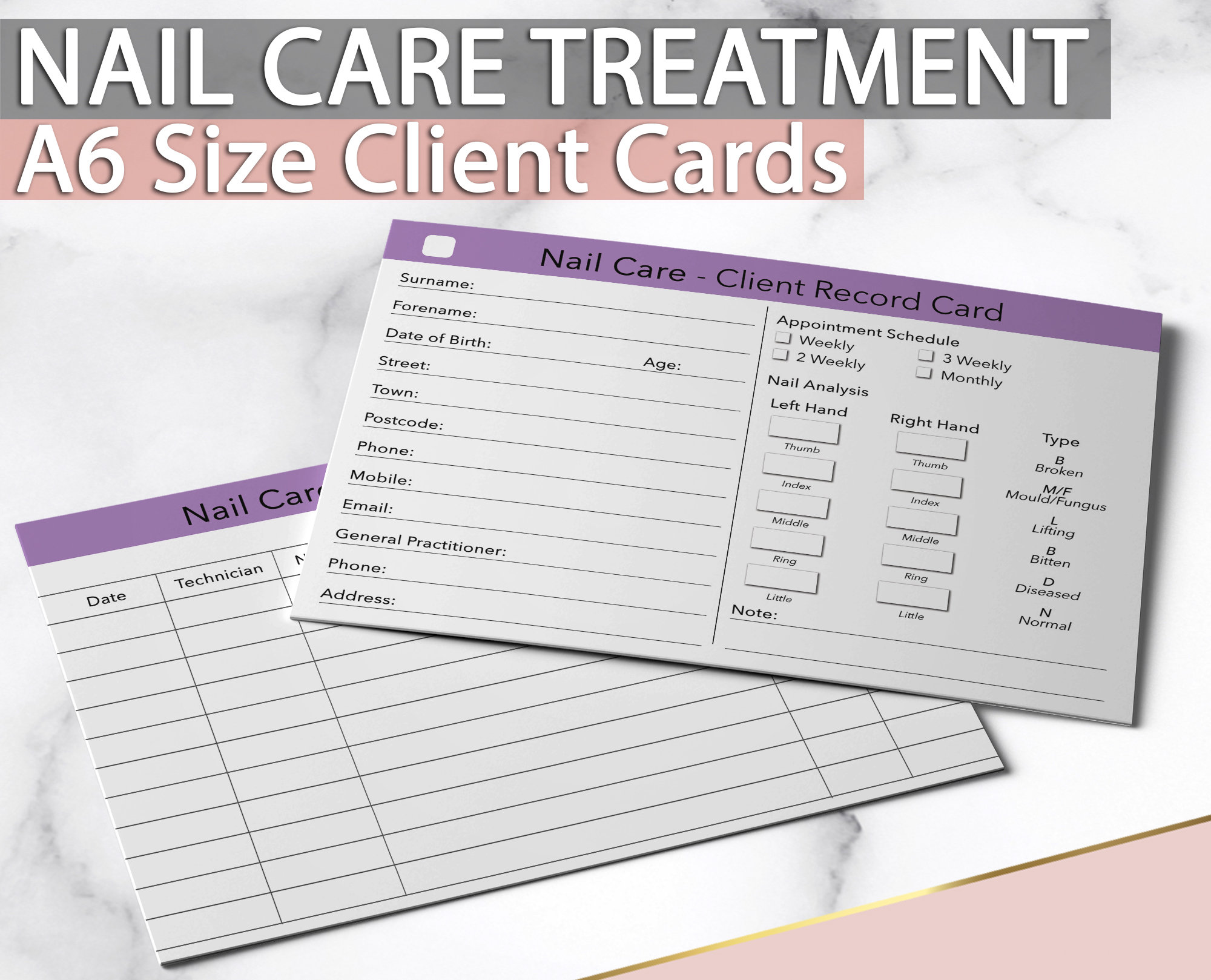 Nail Care Client Card / Client Record Card / Treatment Consultation ...