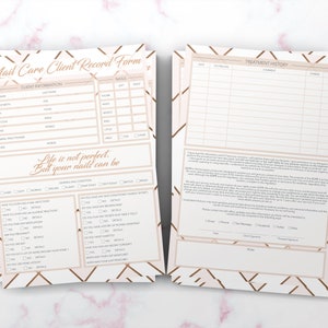 Nail Care Client Record Form Consultation Treatment Salon Stationery ...