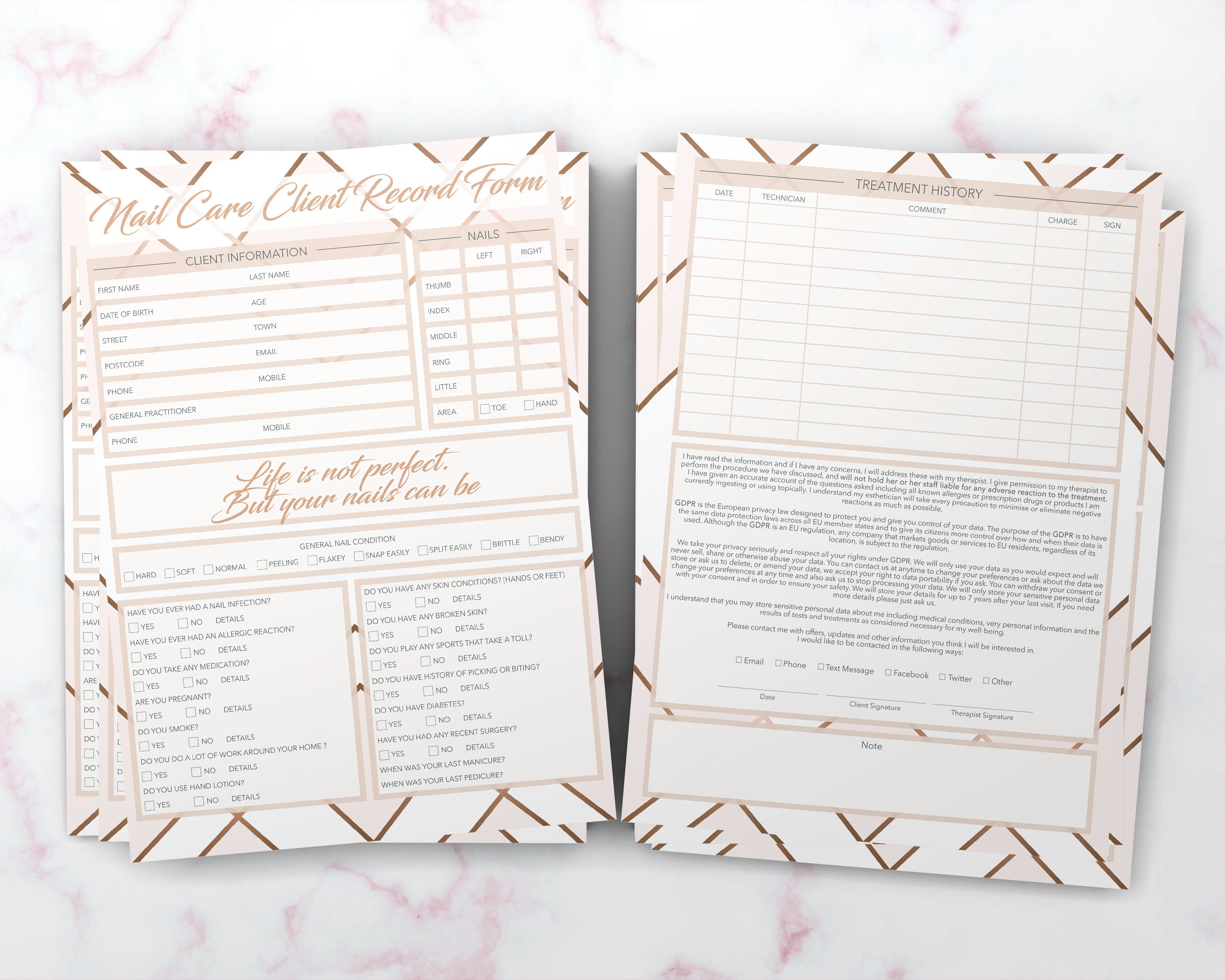 Nail Care Client Record Form Consultation Treatment Salon - Etsy UK