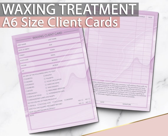 Waxing Client Card / Client Record Card / Treatment - Etsy