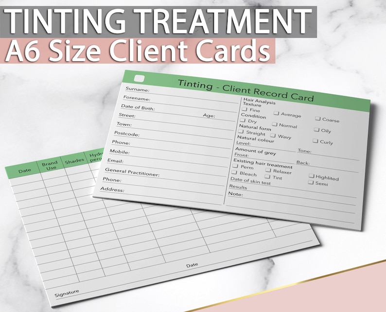 Tining Client Card / Client Record Card / Treatment Consultation Card ...