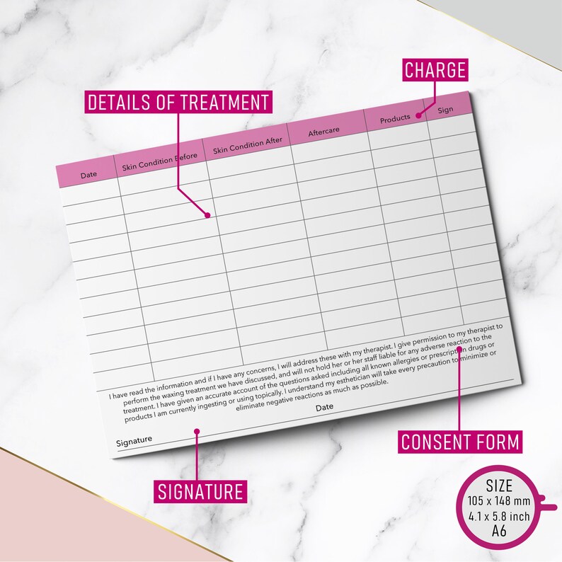Waxing Client Card / Client Record Card / Treatment - Etsy