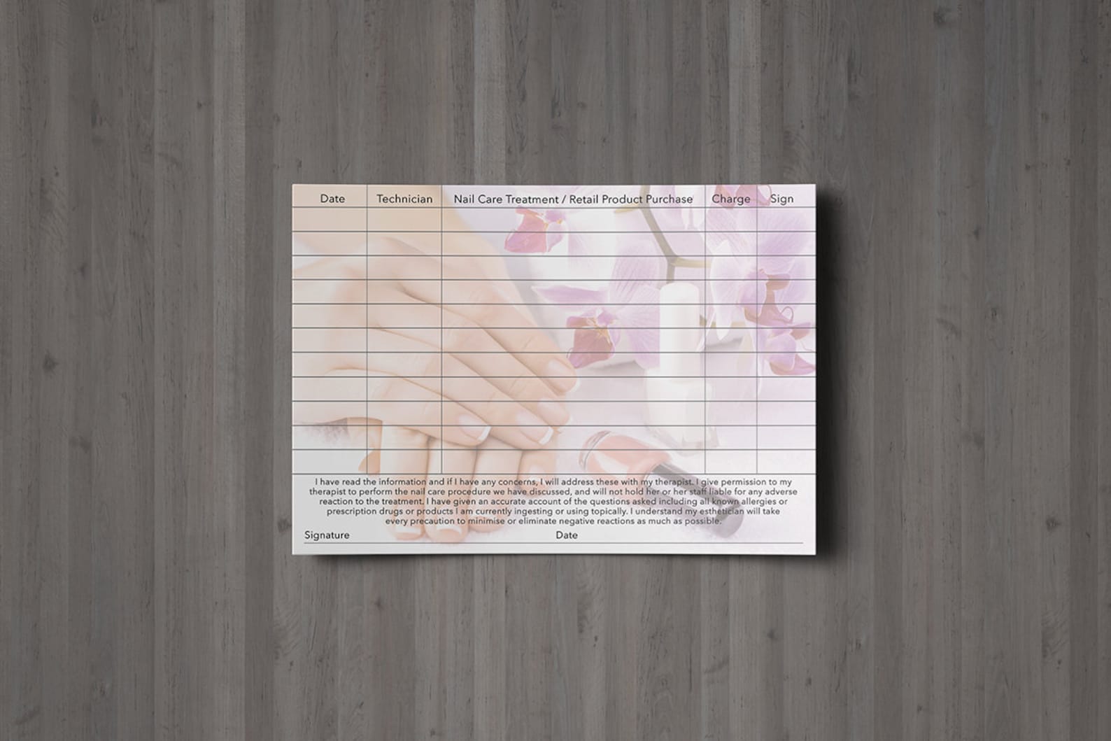 Nail Care Client Card / Client Record Card / Treatment | Etsy