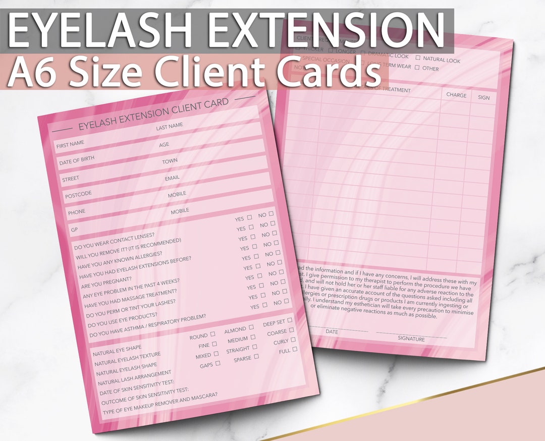 Eyelash Extension Client Card / Client Record Card / Treatment - Etsy