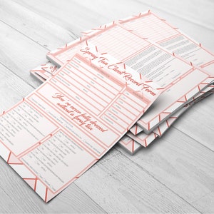 Spray Tan Client Record Form Consultation Treatment Salon Stationery ...
