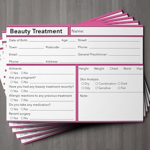 Beauty Client Card / GDPR Compliant Client Record Card / - Etsy