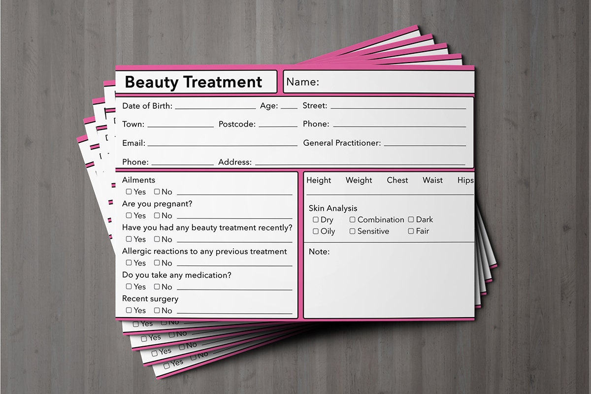 Beauty Client Card / GDPR Compliant Client Record Card / - Etsy