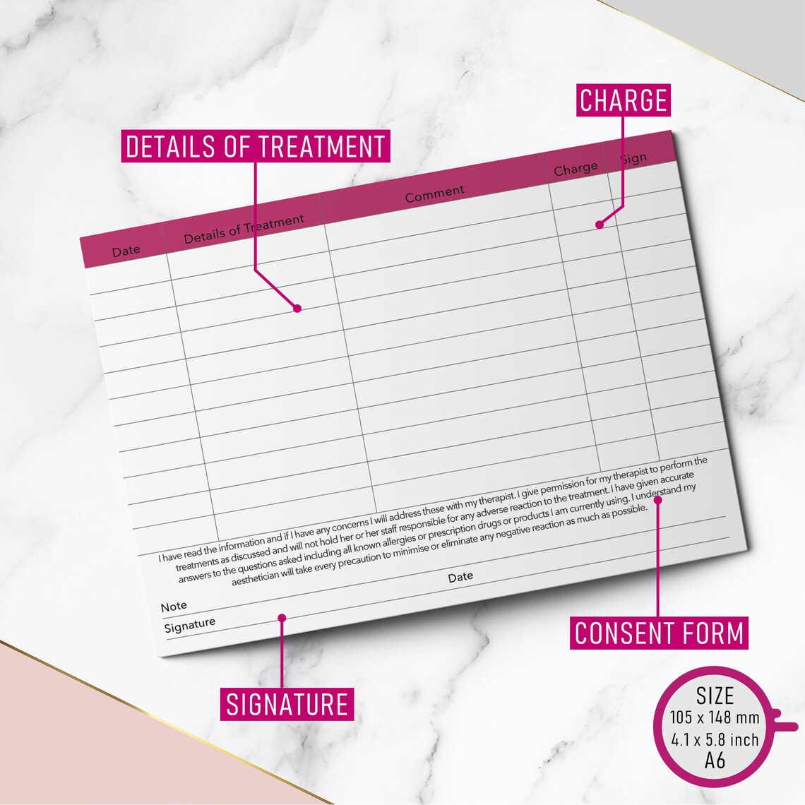 Manicure / Pedicure Client Card / Client Record Card / Treatment ...